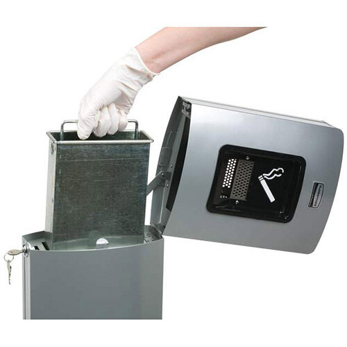 Rubbermaid Metropolitan Smokers Station Ash & Cigarette Bin Silver ...