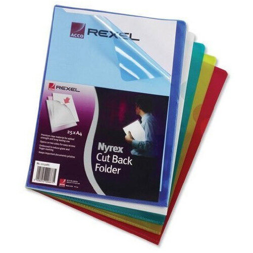 Rexel Nyrex Cut Flush Folder A4 Assorted Pack 25 - Hunt Office Ireland
