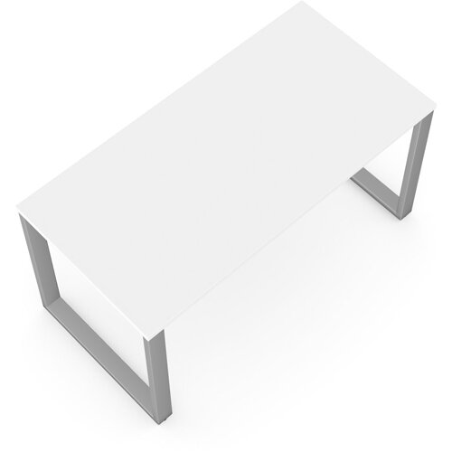 Switch Rectangular Modern Office Desk with Silver Closed Leg & White ...