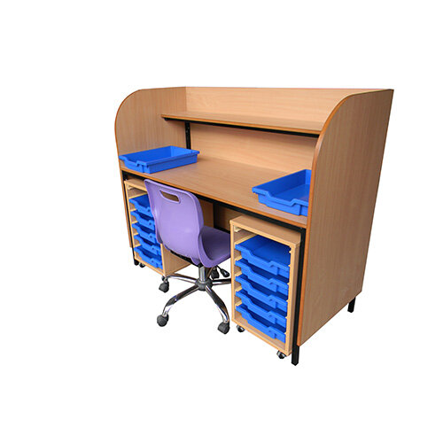 Junior Special Education Workstation with Two Tray Trolley Units ...