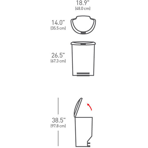 Simplehuman Semi-Round Plastic Bin 50L Pedal Operated Black CW1355 ...