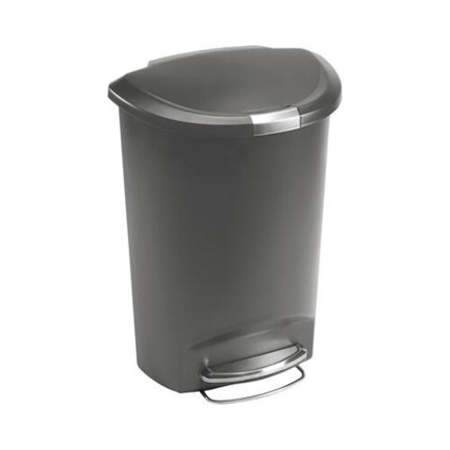 Simplehuman Semi-Round Plastic Bin 50L Pedal Operated Grey CW1357 ...