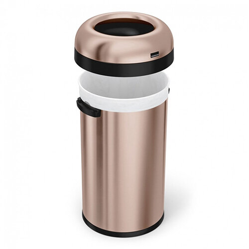 Simplehuman Round Heavy Gauge Steel Bin 60L Bullet Open Top Rose Gold ...
