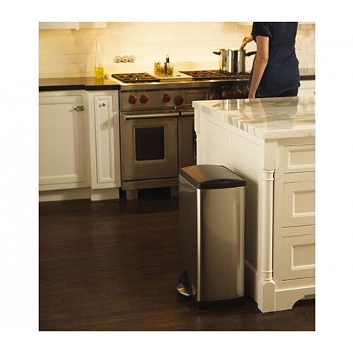 Simplehuman Rectangular Steel Bin 38L Pedal Operated Brushed Stainless ...