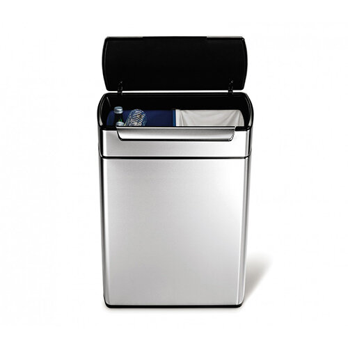 Simplehuman Rectangular Recycler Steel Bin Dual Compartment 48L (2x24L ...