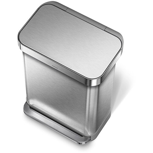 Simplehuman Rectangular Steel Bin 55L Pedal Operated Brushed Stainless ...