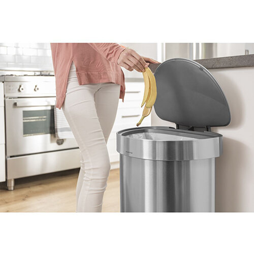 Simplehuman Semi-Round Steel Bin 45L Pedal Operated Brushed Stainless ...