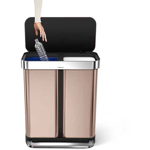 Simplehuman Rectangular Steel Bin Dual Compartment 58L (34L & 24L ...