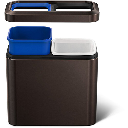 Simplehuman Slim Design Recycler Steel Bin Dual Compartment 20L (2x10L ...