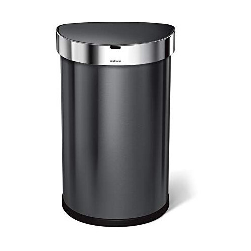 Simplehuman Semi-Round Sensor Bin 45L Black Stainless Steel for Use ...
