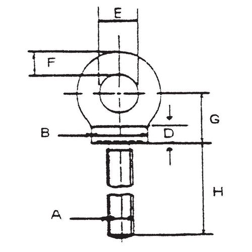 Eyebolt Collared Long Shank Metric Thread SWL 0.9 ton - Hunt Office Ireland