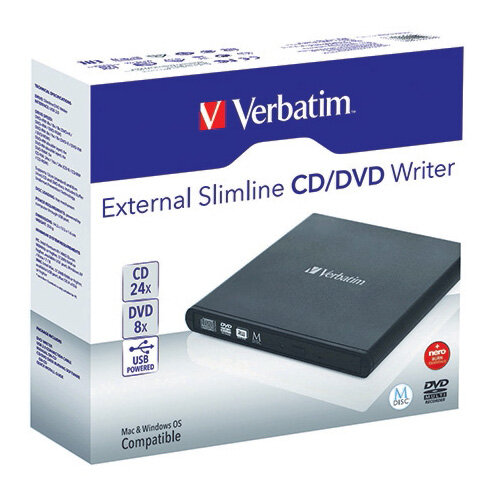 Verbatim Black Mobile DVD Rewriter USB 2.0 98938 - Hunt Office Ireland