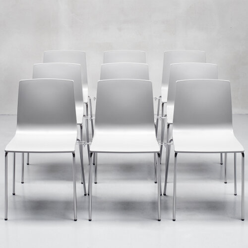 Alice Chrome Leg Canteen & Breakout Stacking Chair Dove Grey ...
