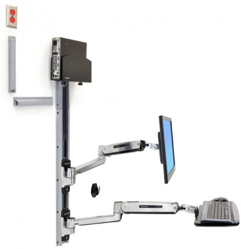 Ergotron LX Sit-Stand Wall Mount System - Mounting kit (wall arm, CPU ...