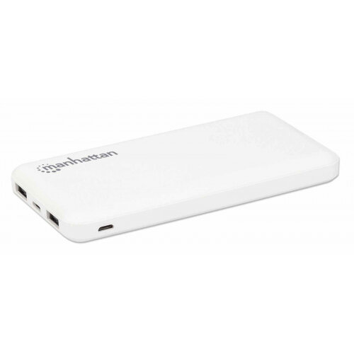 Manhattan Power Bank, 10000 mAh, Output: 2x USB-A (2.1A & 1A), Input ...