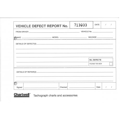 Vehicle Defect Report Book 50 Sheets CVDR1 Chartwell - Hunt Office Ireland
