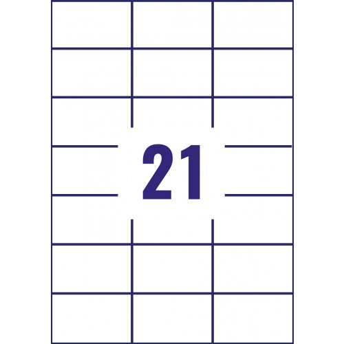 Avery 21 Per Sheet Multifunction Labels 70 x 42.3mm (2100 Labels ...