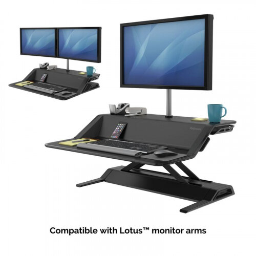 Fellowes Lotus Sit Stand Desktop Workstation Black 0007901 Hunt Office Ireland
