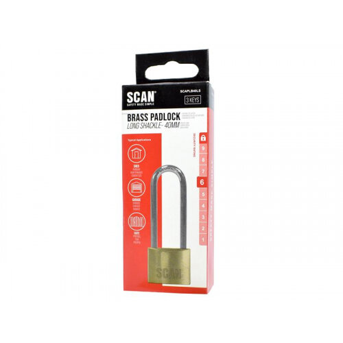 Brass Padlock 40mm Long Shackle - Hunt Office Ireland