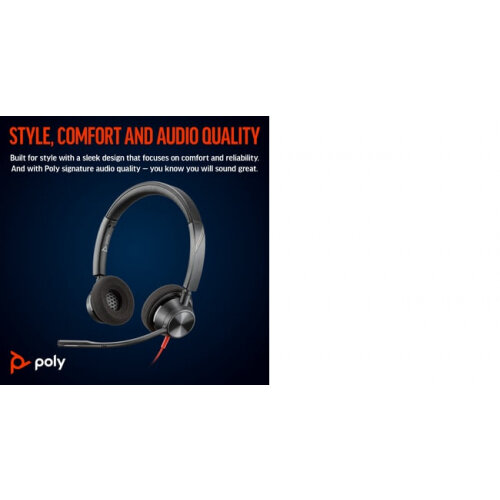 POLY Blackwire 3320 Stereo USB-C Headset +USB-C/A Adapter - Hunt Office ...