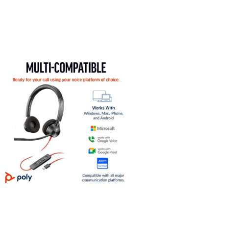 POLY Blackwire 3320 Stereo USB-C Headset +USB-C/A Adapter - Hunt Office ...