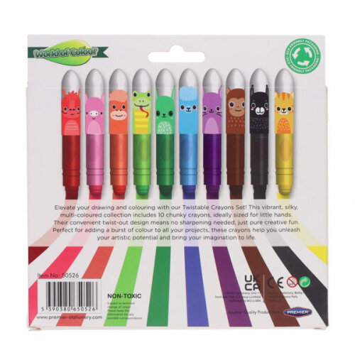 WORLD OF COLOUR PKT.10 TWISTIES CRITTERS CRAYONS - Hunt Office Ireland