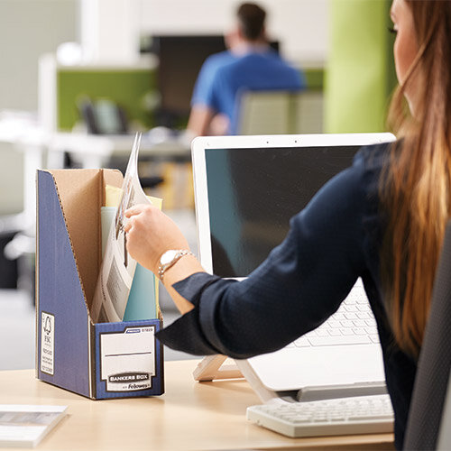 Fellowes Bankers Box Premium Magazine File Fastfold Blue and White Pack ...