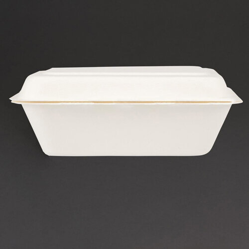 Fiesta Compostable Bagasse Hinged Food Containers 182mm - HuntOffice.ie