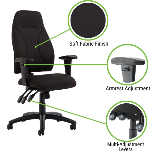 Esme Ergonomic High Back Office Chair - Asynchronous - Black ...