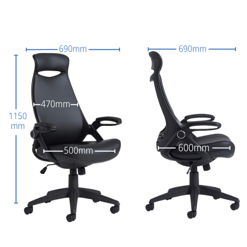 Tuscan High Back Ergonomic Manager's Chair with Headrest - Black ...