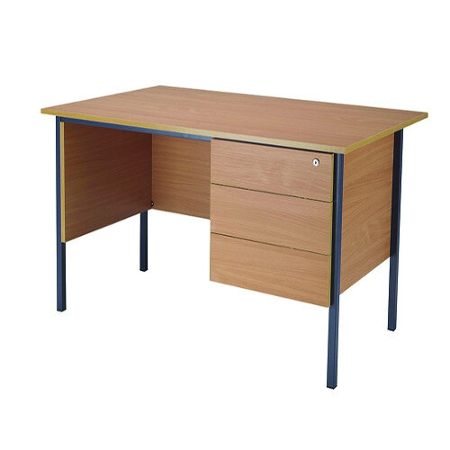 Jemini Intro W1200mm 4 Leg Office Desk With 3 Drawer Fixed Pedestal ...