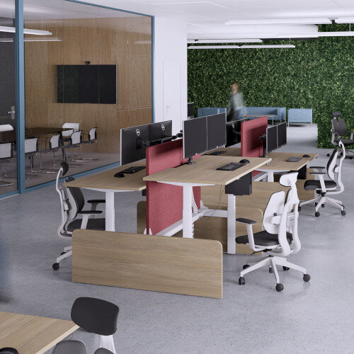 LEAP Electric Height Adjustable Sit Stand 2 Person Back To Back Bench ...