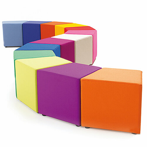 Link Segment Angled Cube Stool Red - Fully Upholstered in Durable ...