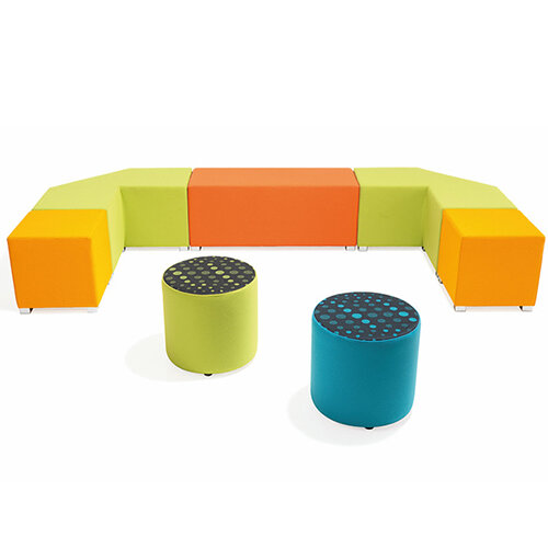 Link Radius Circular Stool Orange - Fully Upholstered in Durable 2 Tone ...