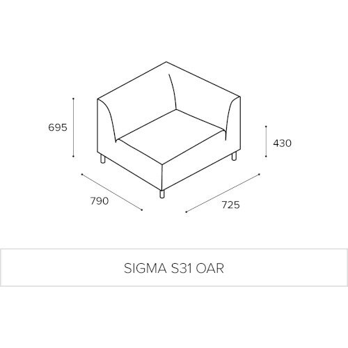 SIGMA MODULAR Soft Seating Single Seater Left End Unit With Trapezoid ...