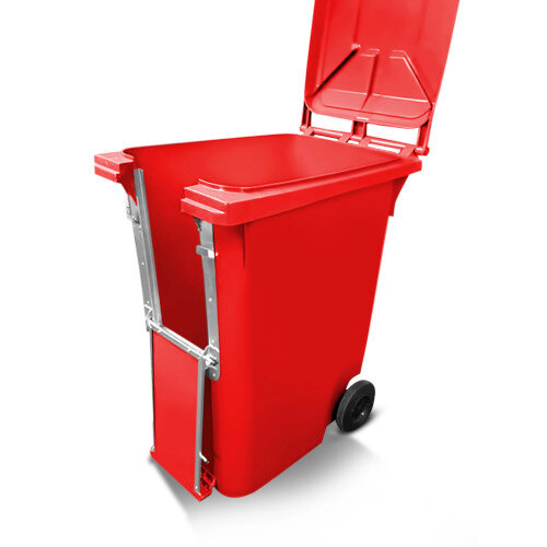 Craemer 2 Wheeled Plastic Bin 360L Red C/W Drop Front Access Door ...