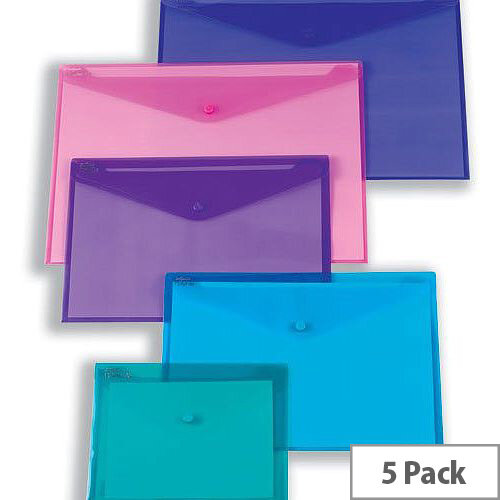 Snopake Polyfile Electra A5 Wallet File Assorted Pack 5 - Hunt Office ...