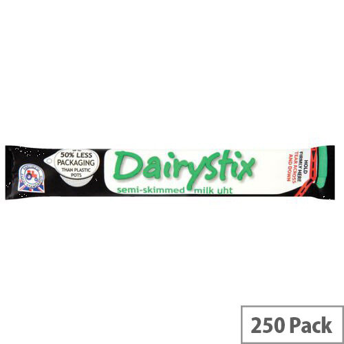 Dairystix UHT Semi-skimmed Milk Sticks Sachets 12ml (Pack 250) Ref ...