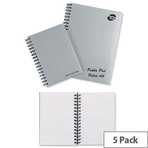 Pukka Pad A4 Wirebound Notebook Hardback Silver Pack 5 - Hunt Office ...