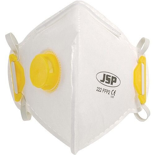 JSP FFP2 Fold Flat Disposable Vertical Valved Face Mask Pack of 1 ...