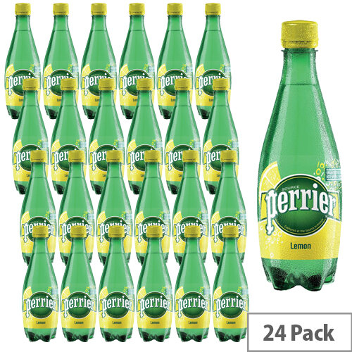 Perrier 500ml Lemon Flavoured Sparkling Mineral Water Bottled Pack of 24 - Hunt Office Ireland