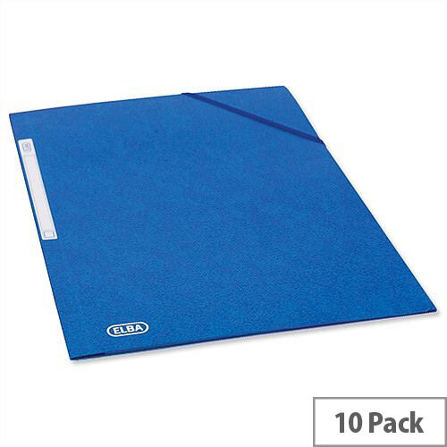 Elba Elasticated Folder 3 Flap 300 Sheets A4 Foolscap Blue Pack 10 ...