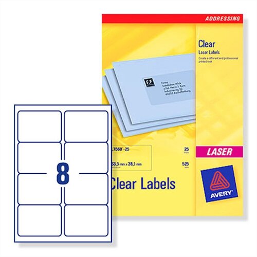 Avery 8 per Sheet Clear Laser Label (Pack of 200) - Hunt Office Ireland