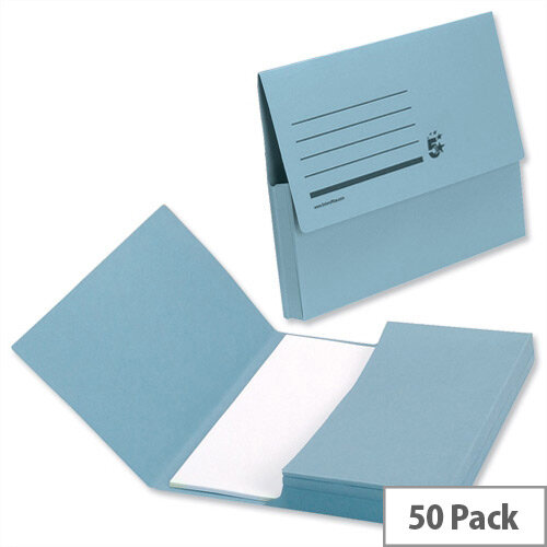 Document Wallet 285gsm Foolscap Blue Pack 50 5 Star - Hunt Office Ireland