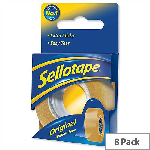 Sellotape Original Golden Tape Roll Retail Pack 18mmx25m Pack 8 - Hunt ...