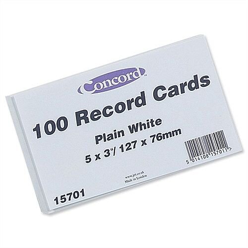 Record Card Smooth Blank 127x76mm White 15701 Pack 100 Concord - Hunt ...