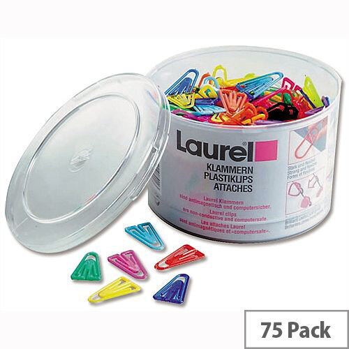Plastic Paper Clips 60mm Assorted Colours Pack 75 Laurel - Hunt Office ...