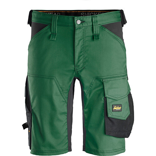 Snickers 6143 AllroundWork, Stretch Shorts Forest Green - Black Size ...