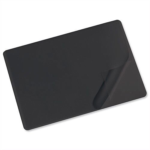 Durable Black Desk Mat with Transparent Overlay W530 x D400mm - Hunt ...