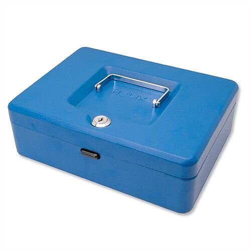Cash Box 10 Inch Key Lockable 250mm Blue 2 Keys Removable Coin Tray ...